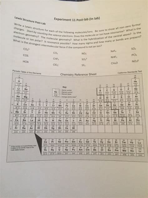 Solved Lewis Structure Post Lab Experiment Post Lab In Chegg