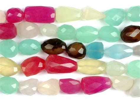Multi Colored Chalcedony Faceted Tumbles Exotic India Art