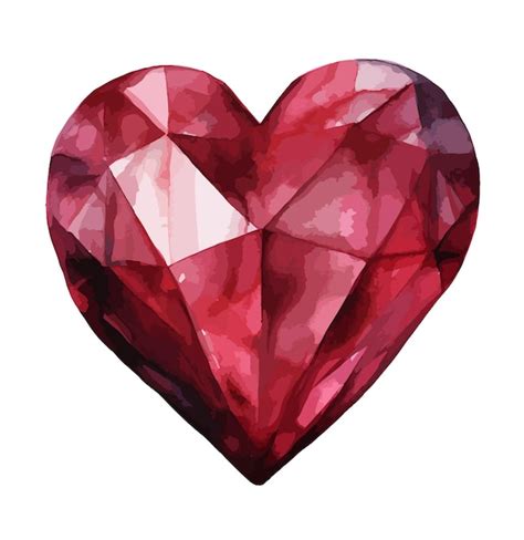 Premium Vector Ruby Heart Watercolor Clipart Vector