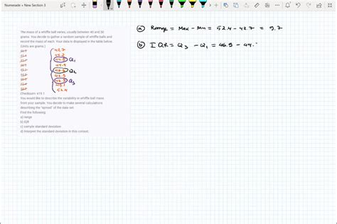 Solved The Mass Of A Whiffle Ball Varies Usually Between 40 And 50 Grams You Decide To Gather