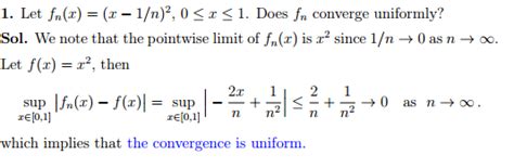 calculus question involving uniform convergence of a function
