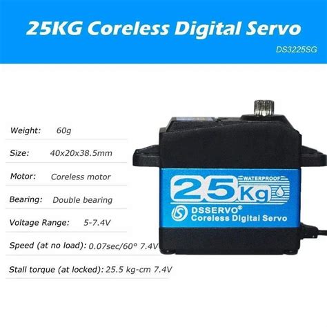 Servo 25kg Ds3225sg 180degree Metal Gear Coreless Digital Servo Motor Arduino High Torque At