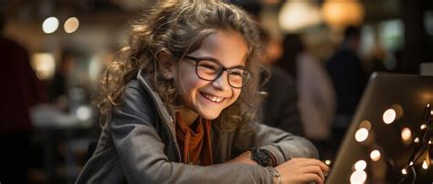 Premium Photo The Young Girl In The Coding Lesson Uses Her Laptop To