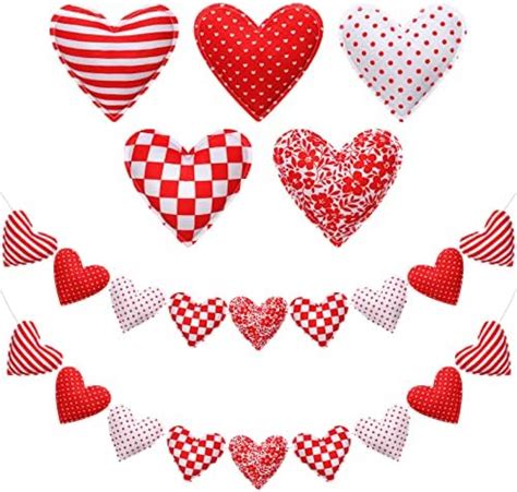 Valentines Day Heart Garland 8 Pack Red Pink Heart Shaped
