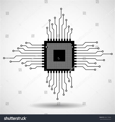 cpu microprocessor microchip circuit board vector stock vector royalty