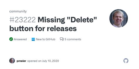 Missing Delete Button For Releases · Community · Discussion 23222