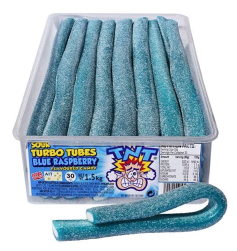 Tnt Turbo Tubes Sour Blue Raspberry 100g Candy Landz Darwin