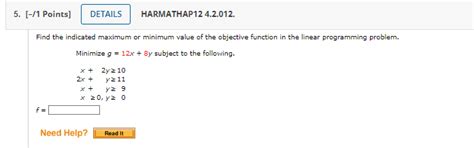 Solved Find The Indicated Maximum Or Minimum Value Of The Chegg