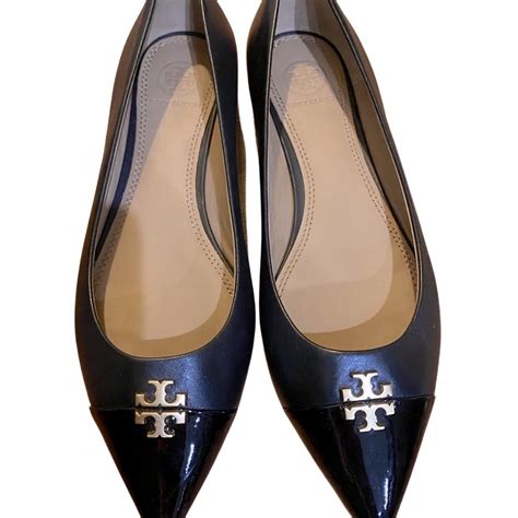 Tory Burch Leather Everly Pointy Black Toe Ballet Fla Gem