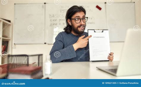 Online Coding Courses Young Man Male Teacher In Glasses Looking At