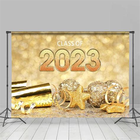 Lofaris Gold Glitter Bauble Bokeh 2024 Graduation Backdrop Graduation