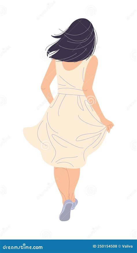 Running Brunette Woman Back View Stock Vector Illustration Of