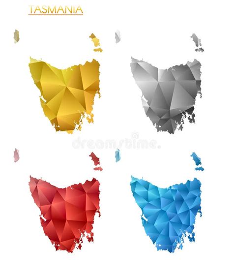 Set Of Vector Polygonal Maps Of Tasmania Stock Vector Illustration
