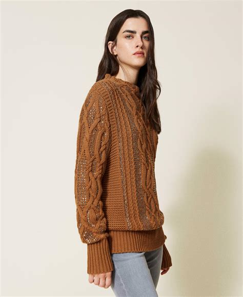Wool Blend Maxi Jumper With Rhinestones Woman Red Twinset Milano