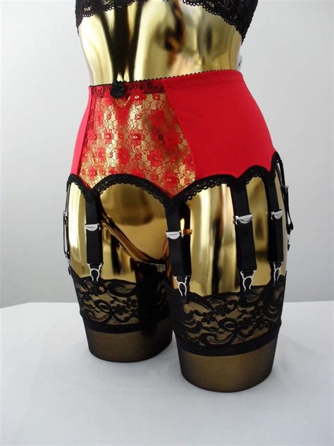 Large Or Xl 14 Strap Red Lycra Red Lace Trim Sexy Ladies Designer