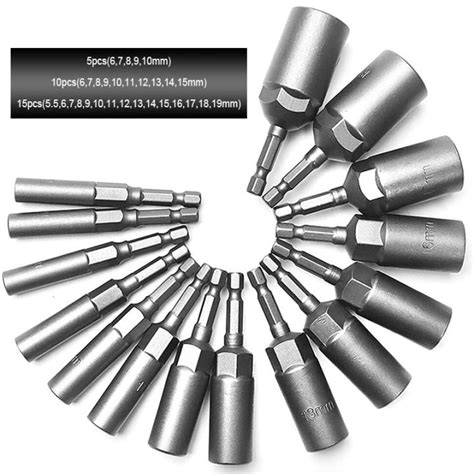 Pcs Mm Length Deepen Power Nut Driver Drill Bit Set MM Impact Socket Adapter For