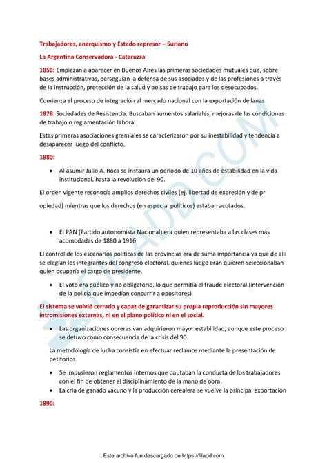 Sociedad Y Estado Primer Parcial Trabajadores Anarquismo Y Estado Represor Suriano La