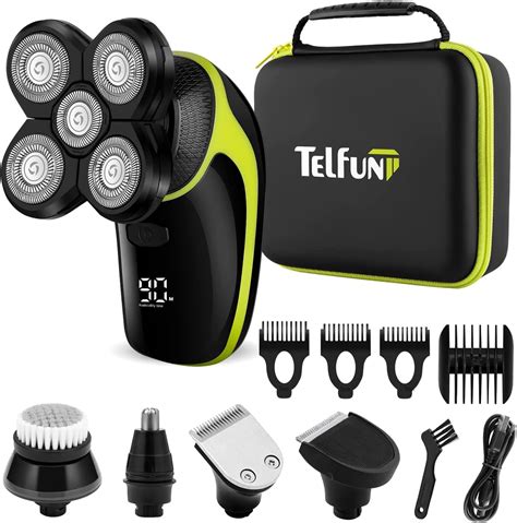 5 In 1 Head Shaver For Men Telfun Wet And Dry Waterproof Cordless