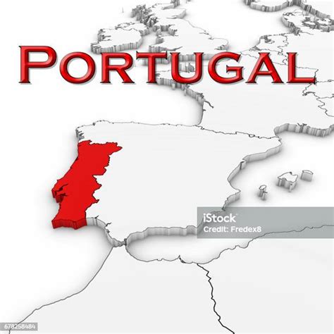 나라와 포르투갈의 3d 지도 이름을 강조 표시 된 빨간색 흰색 배경 3d 일러스트 화이트에 0명에 대한 스톡 사진 및 기타 이미지 0명 3차원 형태 개념 Istock