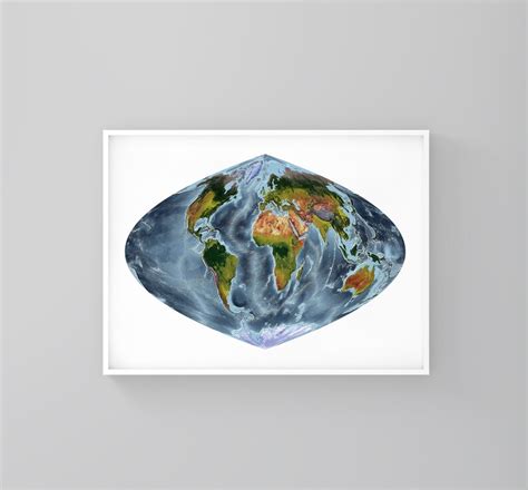 World Map Craster Parabolic Projection World Map Vintage Etsy