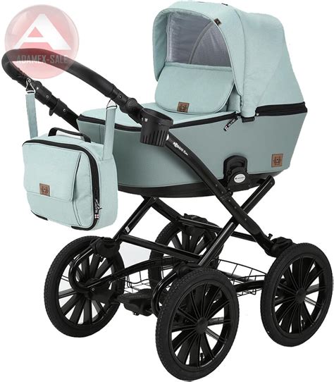 Коляска Adamex Reggio Retro 2 в 1 Y851 мятный, серо-зеленая кожа отзывы