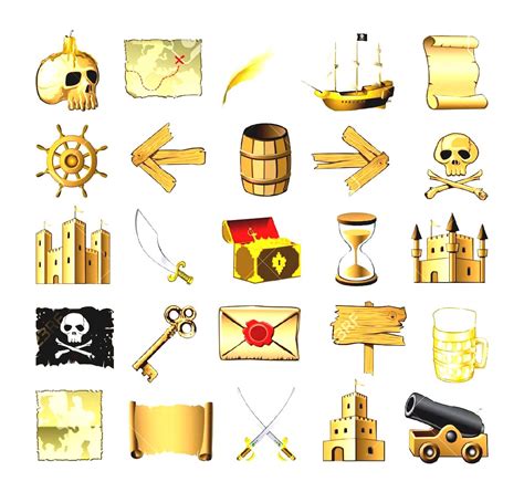 Pirate Treasure Map Icons Clip Art Library
