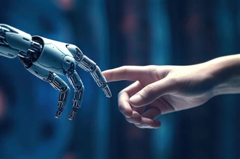 Premium Ai Image Artificial Intelligence Robot Finger Touching To
