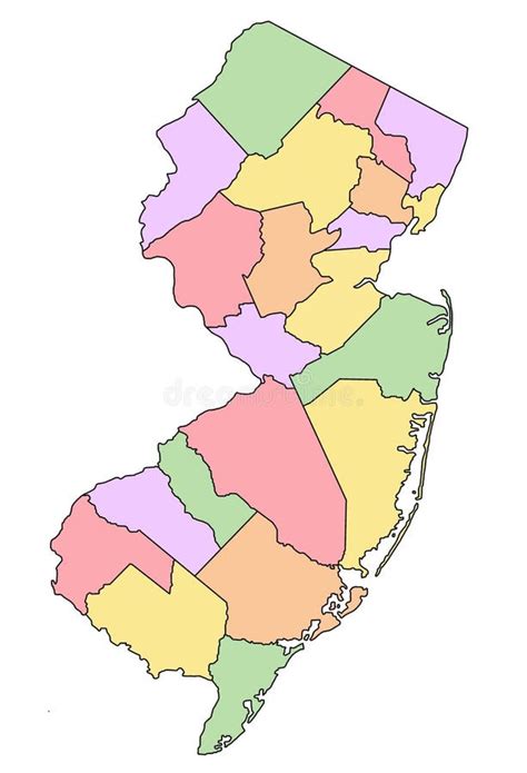 新泽西州行政地图 不同颜色的新泽西州地图空白地图新泽西州空地图 库存例证 插画 包括有 框架 城市 291224782