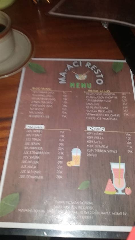 Menu At Resto Ma Aci Restaurant Indonesia