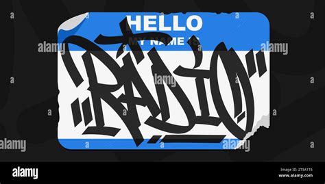 Blue Abstract Flat Graffiti Style Sticker Hello My Name Is With Some