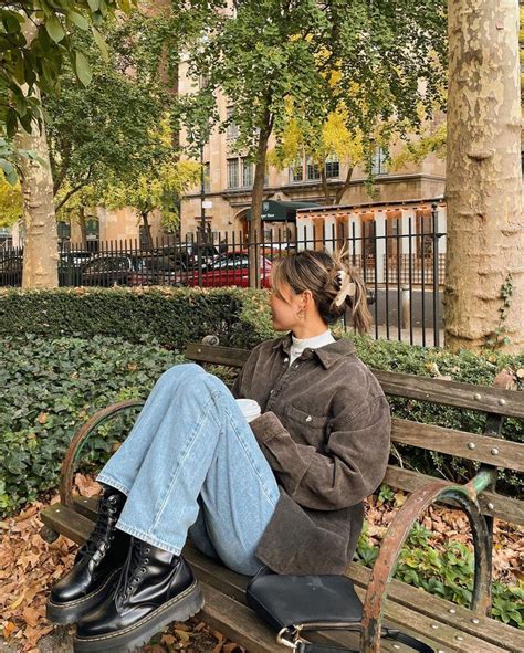 Yuyan On Instagram Cozy Cozyyy☁️☁️ Jeans Shacket And Docs Combo💞