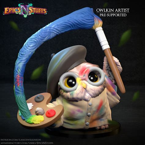 Owlkin Artist Miniature 3d Printed Miniatures