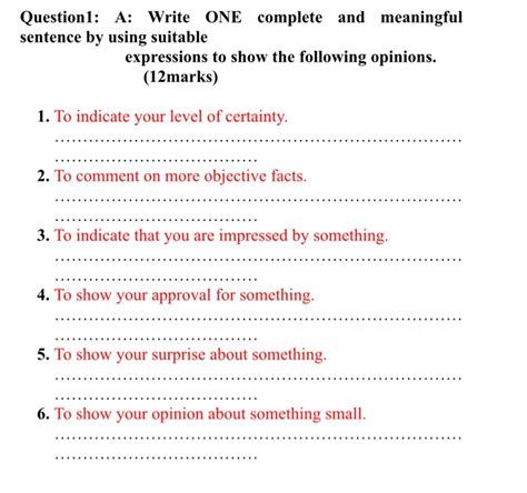 question1 a write one complete and meaningful