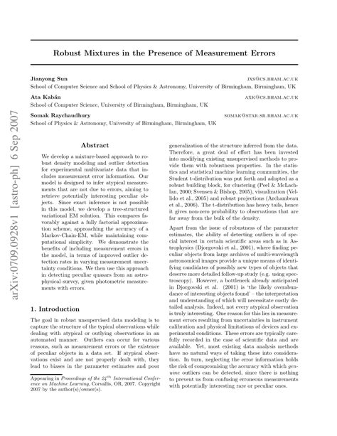Pdf Robust Mixtures In The Presence Of Measurement Errors