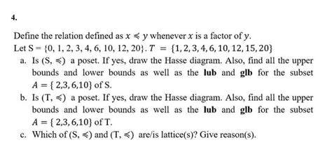 solved define the relation defined as x⩽y whenever x is a
