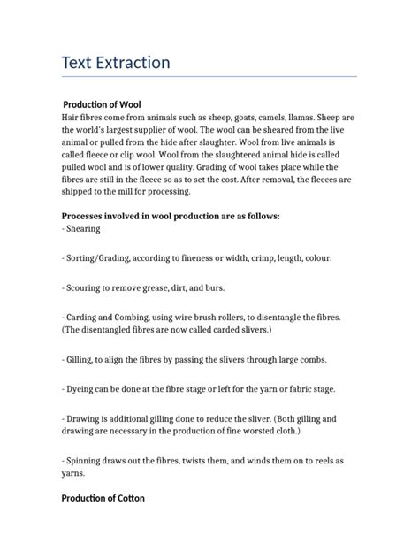 Text Extraction Pdf Wool Yarn