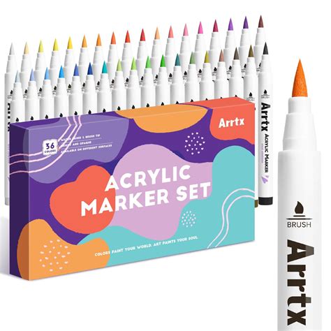 Arrtx Brush Tip Acrylic Markers Set Of 36