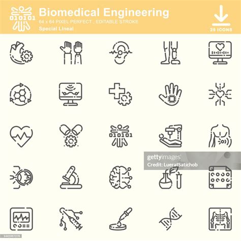 Biomedical Engineering Special Lineal Icons Editable Stroke 64x64 Pixel