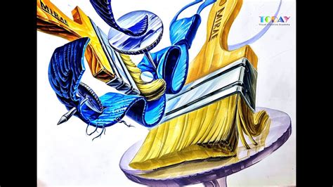 한양대 기출주제 넥타이 압정 페인트붓 1시간 완성시범작 Youtube