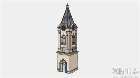 欧式风格景观塔su模型下载 skp草图大师sketchup模型 草图123
