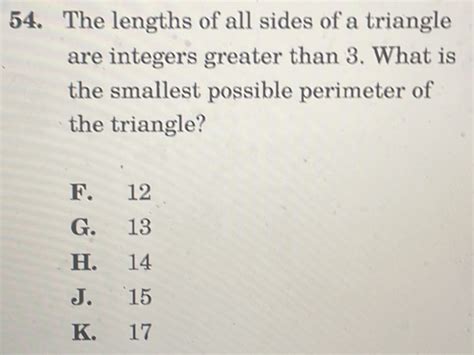 solved the lengths of all sides of a triangle are integers greater