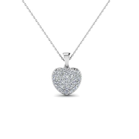 Cluster Diamond Heart Shaped Pendant Necklace In 14k White Gold