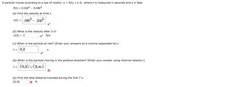 solved a particle moves according to a law of motion s
