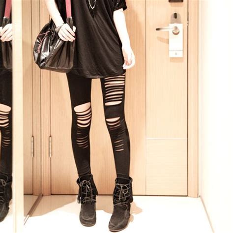 New Sexy Ripped Torn Slashed Leggings Punk Low Riseleggings Rosegal