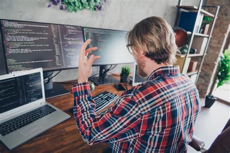 Photo Of Young Stressed Programmer Man Blond Hair Wearing Eyeglasses