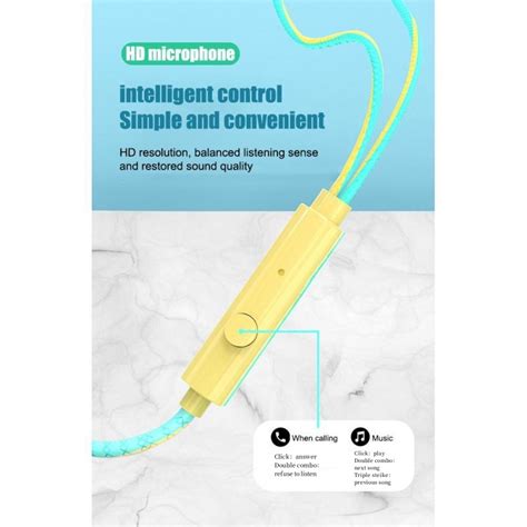 Macaron U24 Music Wired Earphone 3 5mm Wire Controlled Stereo Headset Colorful Hifi Sound Noice