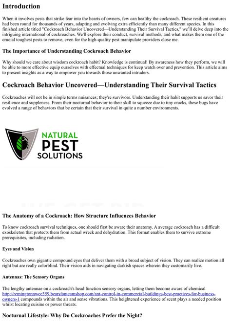 Ppt “cockroach Behavior Uncovered—understanding Their Survival