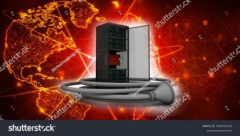 3d Illustration Data Center Server Connected Stock Illustration