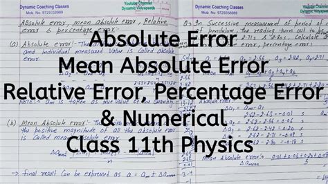 Absolute Error Mean Absolute Relative Error Percentage Error