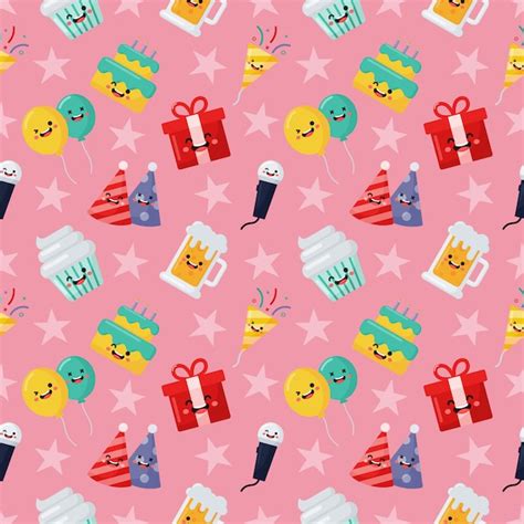 Premium Vector Cute Funny Party Celebration Seamless Pattern